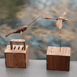 Handcrafted Walnut Swan Automaton - Elegant Motion Art for Desk & Home ...